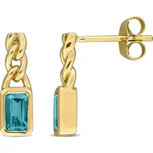 JULIANNA B. Julianna B. Gemstone Twisted Link Drop Earrings In 14k Yellow Gold Blue Topaz