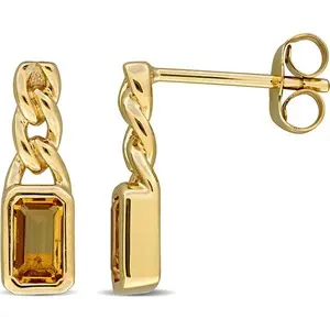 JULIANNA B. Gemstone Twisted Link Drop Earrings In 14k Yellow Gold - Citrine