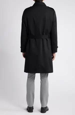 Hart Schaffner Marx Bridgeport Water Resistant Double-breasted Trench Coat - Black