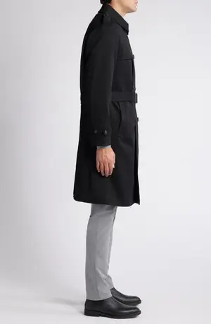 Hart Schaffner Marx Bridgeport Water Resistant Double-breasted Trench Coat - Black