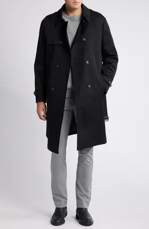 Hart Schaffner Marx Bridgeport Water Resistant Double-breasted Trench Coat - Black