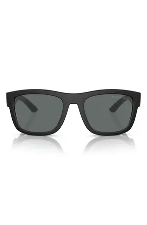 Prada 53mm Polarized Pillow Sunglasses - Rubber Black