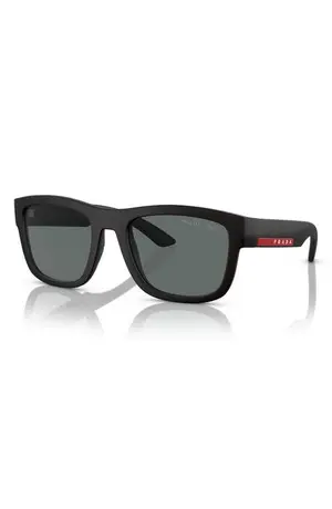Prada 53mm Polarized Pillow Sunglasses - Rubber Black