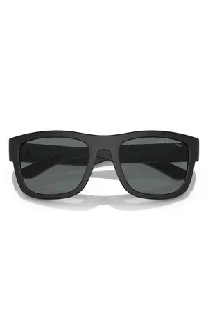 Prada 53mm Polarized Pillow Sunglasses - Rubber Black