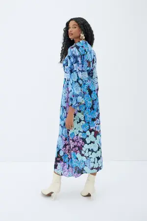 RAISHMA Amara Floral Midi Dress - Blue
