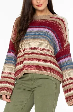 Roxy Bread & Jam Striped Sweater - Warm Taupe