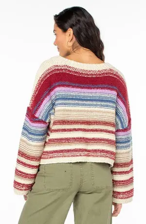Roxy Bread & Jam Striped Sweater - Warm Taupe