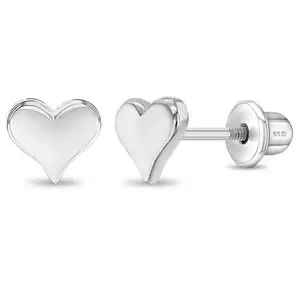 IN SEASON JEWELRY Polished Heart Stud Earrings - Silver