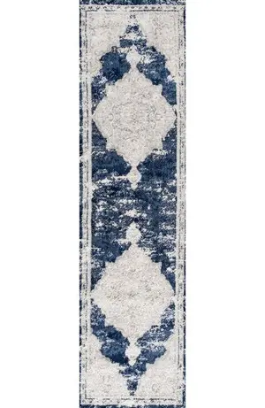 JONATHAN Y Alhambra Ornate Medallion Modern Area Rug - Ivory/navy