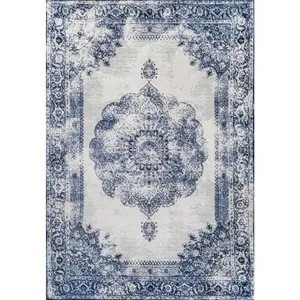 JONATHAN Y Rosalia Cottage Medallion Area Rug - Dark Blue/ivory