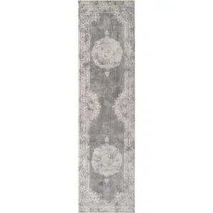 JONATHAN Y Rosalia Cottage Medallion Area Rug - Gray/dark Gray