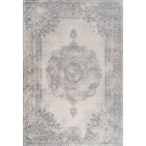 JONATHAN Y Rosalia Cottage Medallion Area Rug - Gray/ivory