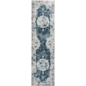 JONATHAN Y Rosalia Cottage Medallion Area Rug - Ivory/blue