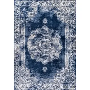 JONATHAN Y Rosalia Cottage Medallion Area Rug - Navy/ivory