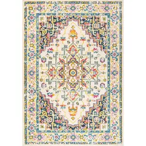 JONATHAN Y Brooklyn Geometric Medallion Area Rug - Beige/ivory