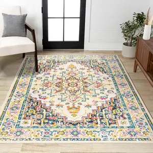 JONATHAN Y Brooklyn Geometric Medallion Area Rug - Beige/ivory