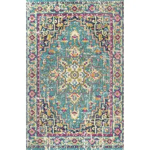 JONATHAN Y Brooklyn Geometric Medallion Area Rug - Blue/multi