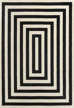 JONATHAN Y Bandol Modern Classic Mitre Stripe Area Rug Black/ivory
