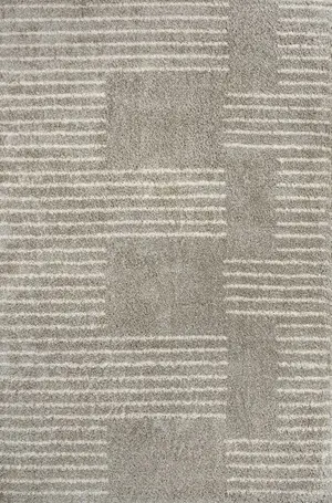JONATHAN Y Petra Abstract Stripe Geometric Shag Area Rug - Gray/ivory