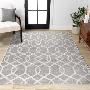 JONATHAN Y Asilah Ogee Fretwork Area Rug - Dark Gray/cream