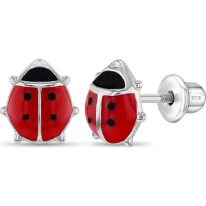 IN SEASON JEWELRY Enamel Ladybug Stud Earrings - Red