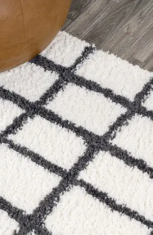 JONATHAN Y Arenal Geometric Grid Shag Area Rug