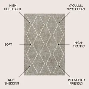 JONATHAN Y Catala Moroccan Diamond Shag Area Rug - Gray/ivory