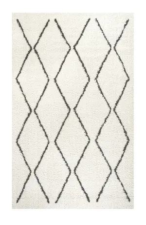 JONATHAN Y Catala Moroccan Diamond Shag Area Rug - White/gray