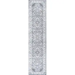 JONATHAN Y Palmette Modern Persian Floral Area Rug - Gray/ivory