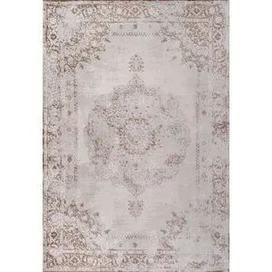 JONATHAN Y Rosalia Cottage Medallion Area Rug - Brown/cream