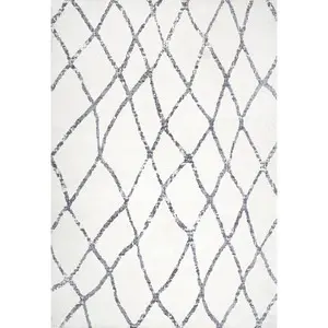 JONATHAN Y Illi Moroccan Diamond Trellis Area Rug - Ivory/gray