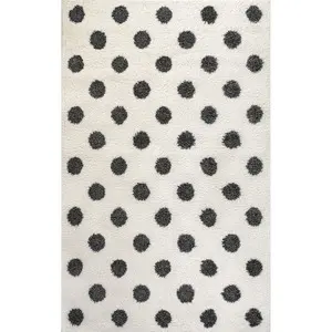 JONATHAN Y Pere Modern Charcoal Dot Shag Area Rug - White/gray