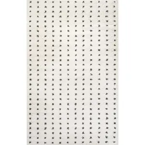 JONATHAN Y Pele Modern Geometric Dot Shag Area Rug - White/gray