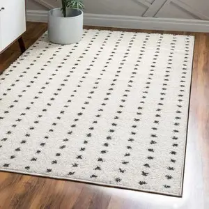 JONATHAN Y Pele Modern Geometric Dot Shag Area Rug - White/gray