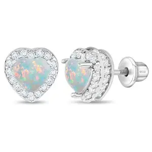 IN SEASON JEWELRY Heart Shaped Earrings - Opal