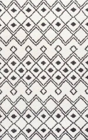 JONATHAN Y Caimari Moroccan Diamond Shag Area Rug - White/gray