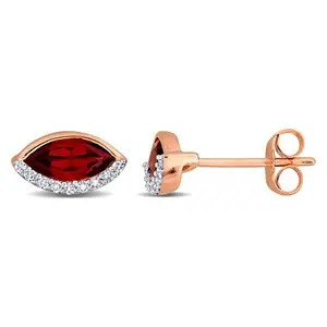 JULIANNA B. 14k Gemstone & Diamond Stud Earrings - Garnet