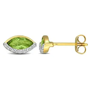 JULIANNA B. 14k Gemstone & Diamond Stud Earrings - Peridot