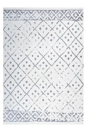 JONATHAN Y Juba Moroccan Geometric Diamond Area Rug - Ivory/gray