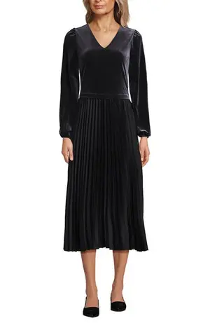 LANDS' END Velvet And Satin Duet Midi Dress