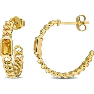 JULIANNA B. 14k Gemstone Link Hoop Earrings - Citrine