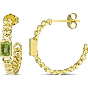JULIANNA B. 14k Gemstone Link Hoop Earrings - Peridot
