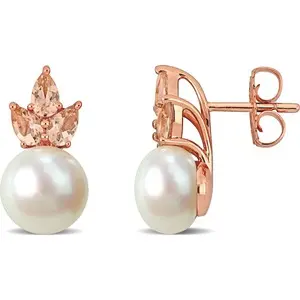 JULIANNA B. Cultured Pearl And Stud Earrings - Morganite
