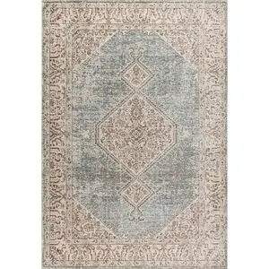 JONATHAN Y Khilana Floral Medallion Chambray Area Rug - Light Blue/ivory