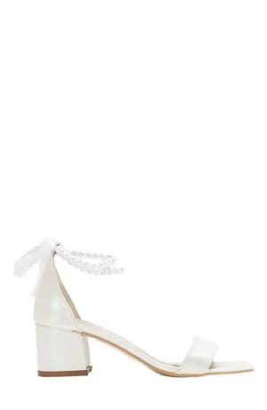 FOREVER & ALWAYS SHOES Illy Low Block Heel Pearl Sandals - Ivory