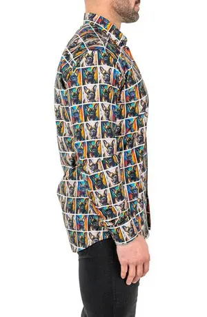 MACEOO Fibonacci Puppy Portrait Contemporary Fit Button-up Shirt