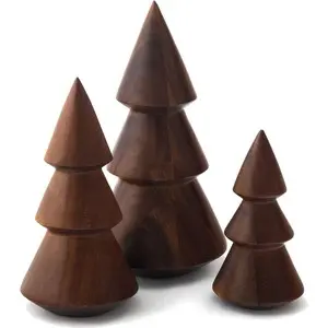 NAMBE Set Of 3 Acacia Wood Decorative Trees - Brown