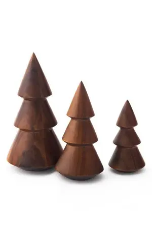 NAMBE Set Of 3 Acacia Wood Decorative Trees