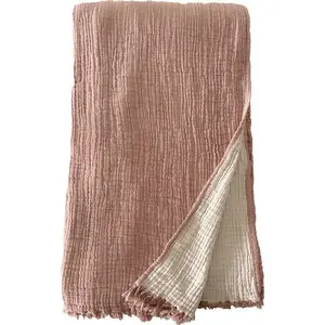 Anaya Crinkled Turkish Cotton Oversized Cuddle Blanket Terracotta