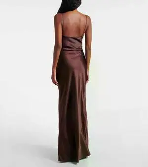 SIR THE LABEL Sir Lush Beaded Silk Satin Slip Dress